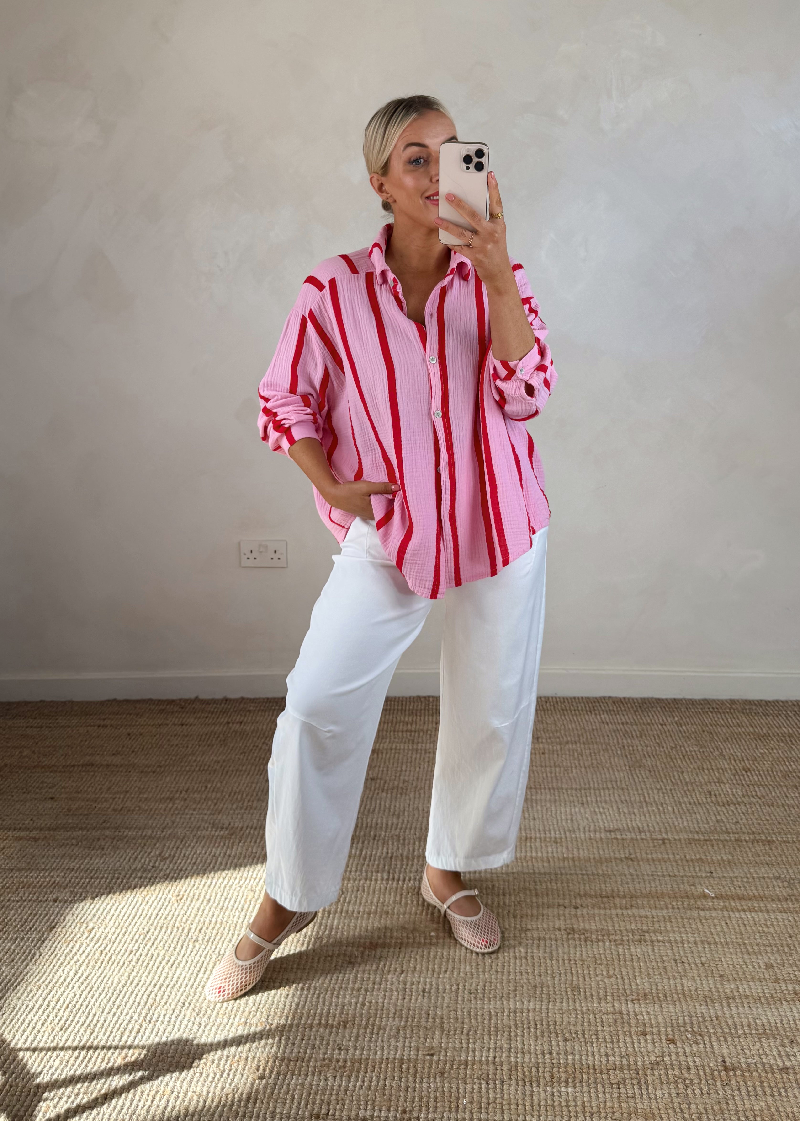 Jamie cheesecloth shirt - pink/red – The Style Attic