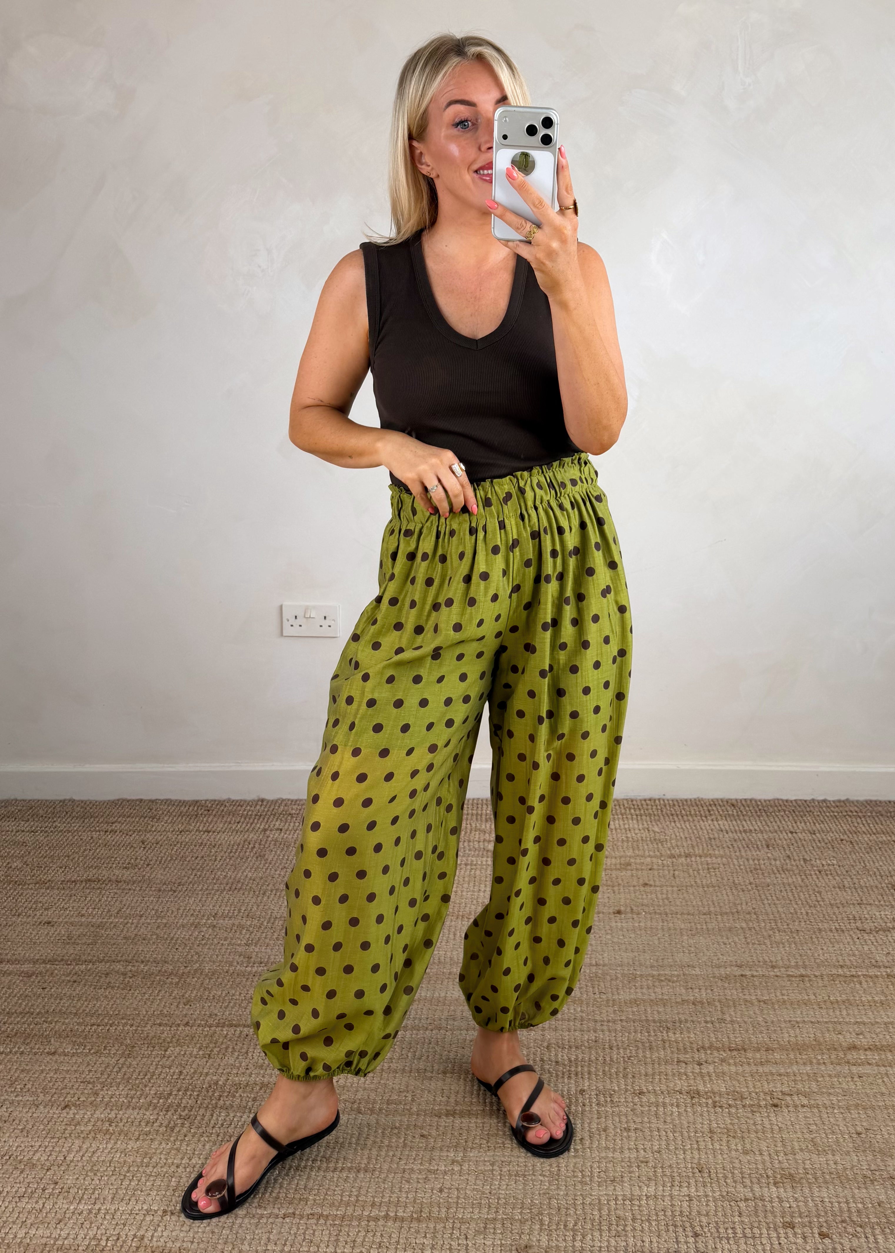 Robyn polka dot trouser - Pistachio – The Style Attic