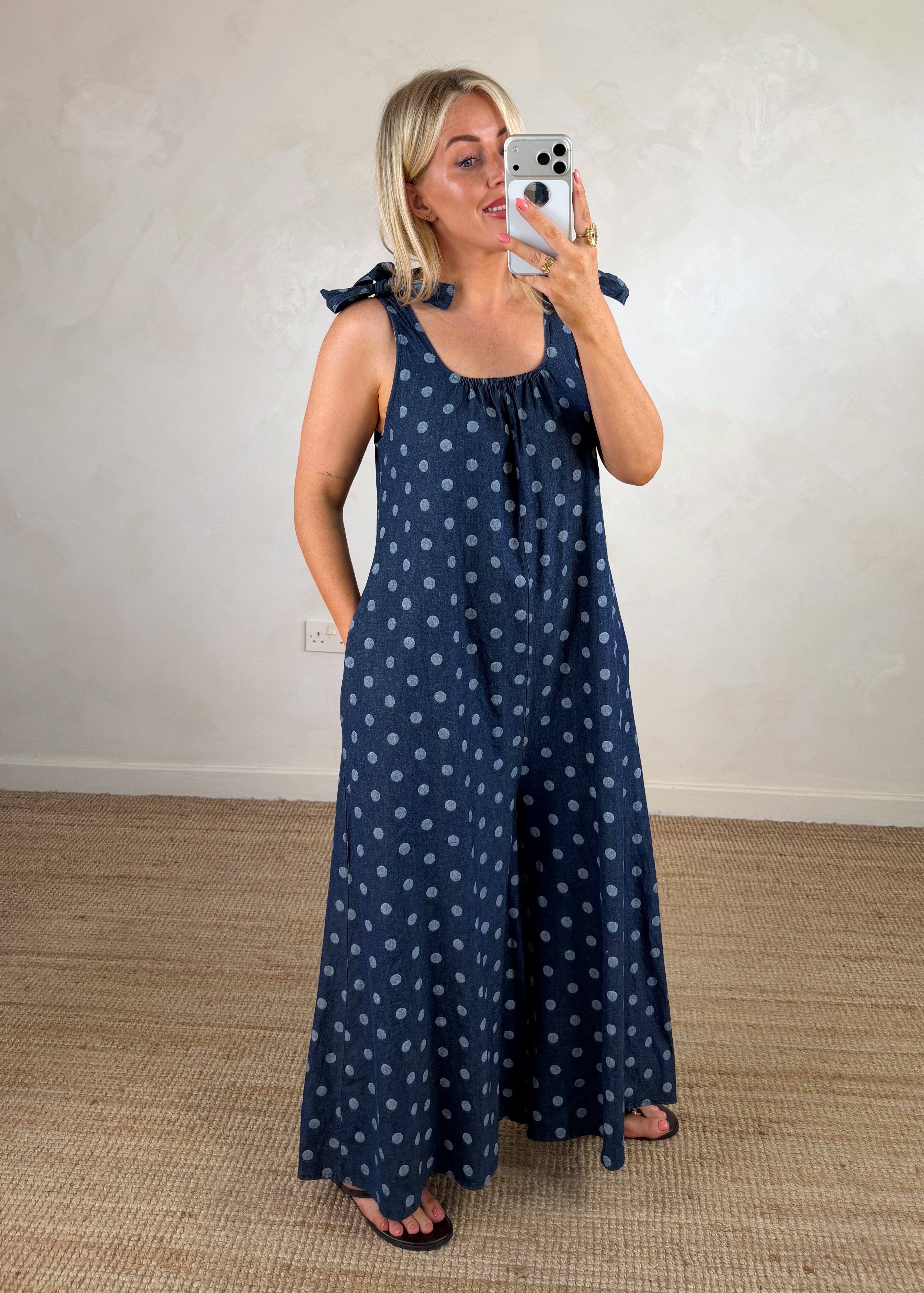 Shirley denim jumpsuit - polka dot – The Style Attic