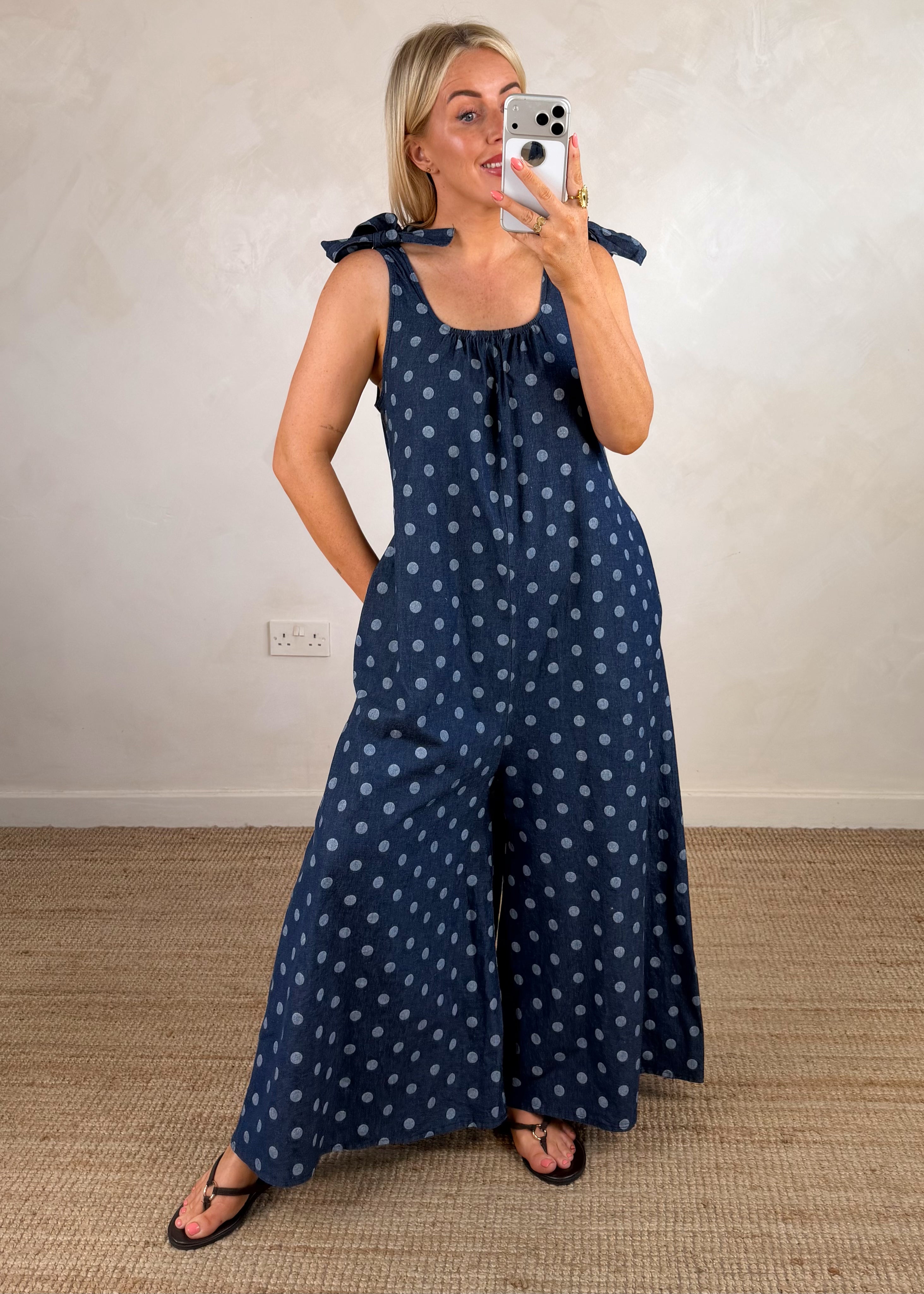 Shirley denim jumpsuit - polka dot – The Style Attic