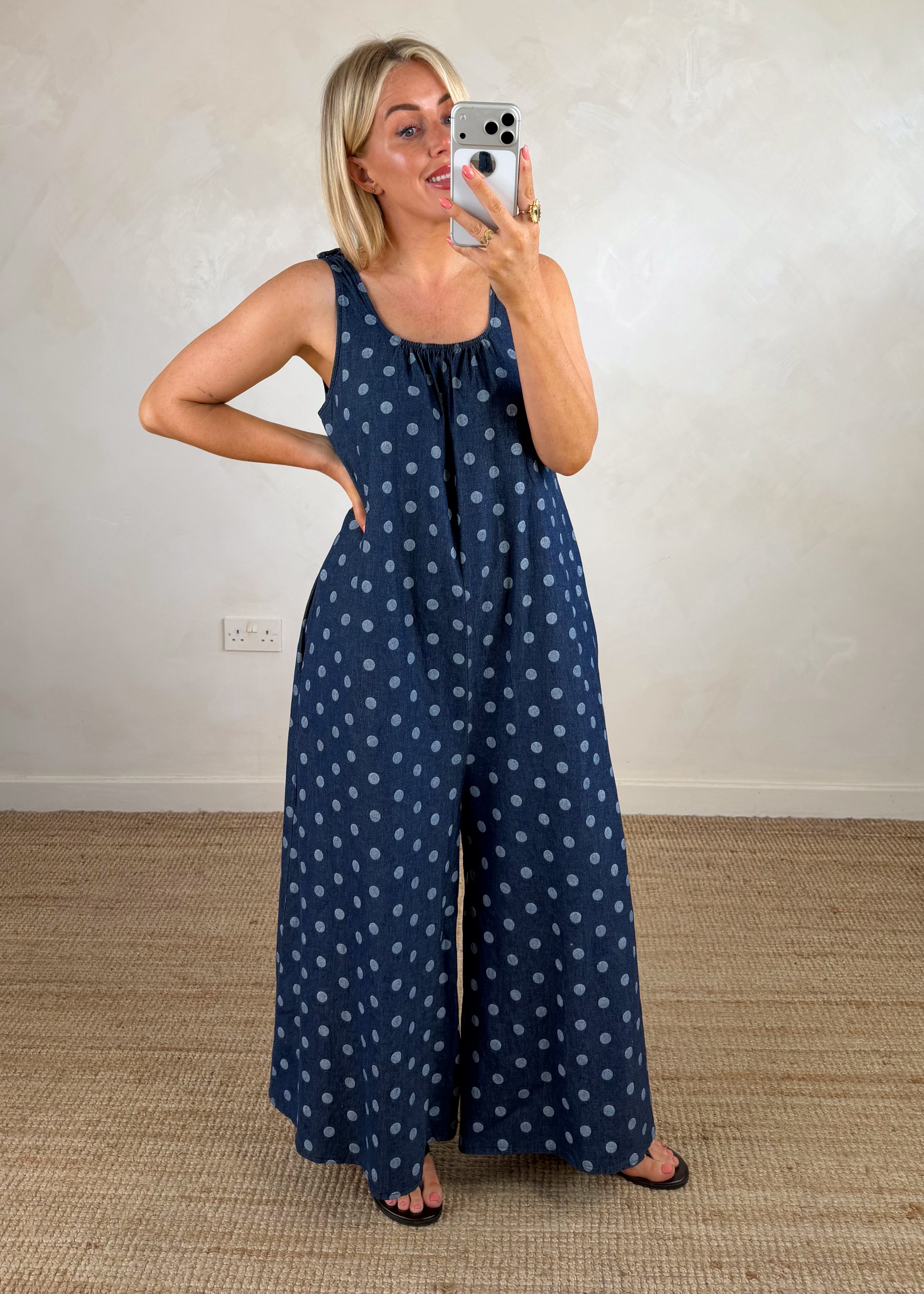 Shirley denim jumpsuit - polka dot – The Style Attic