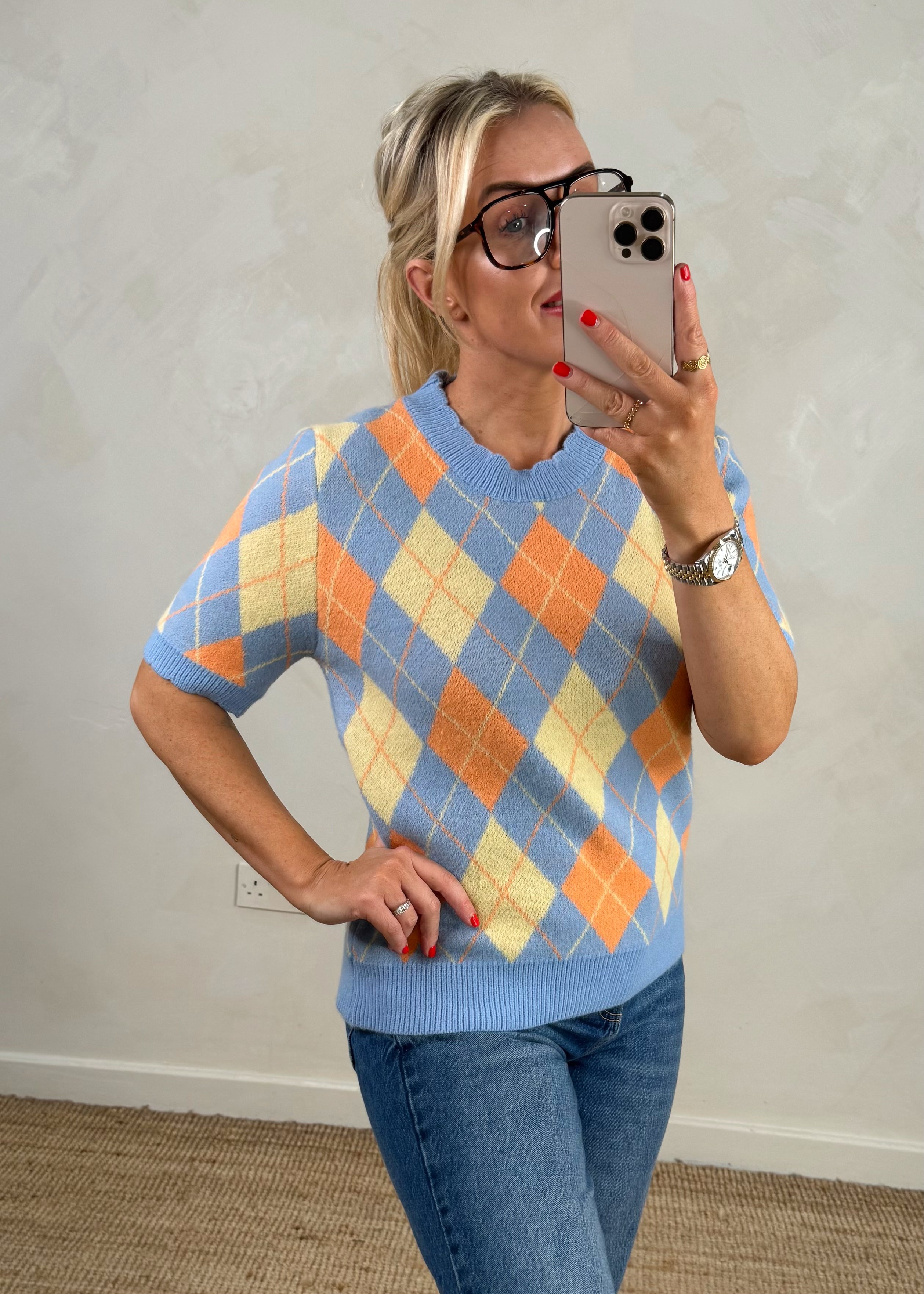 Suze argyle knit - blue – The Style Attic