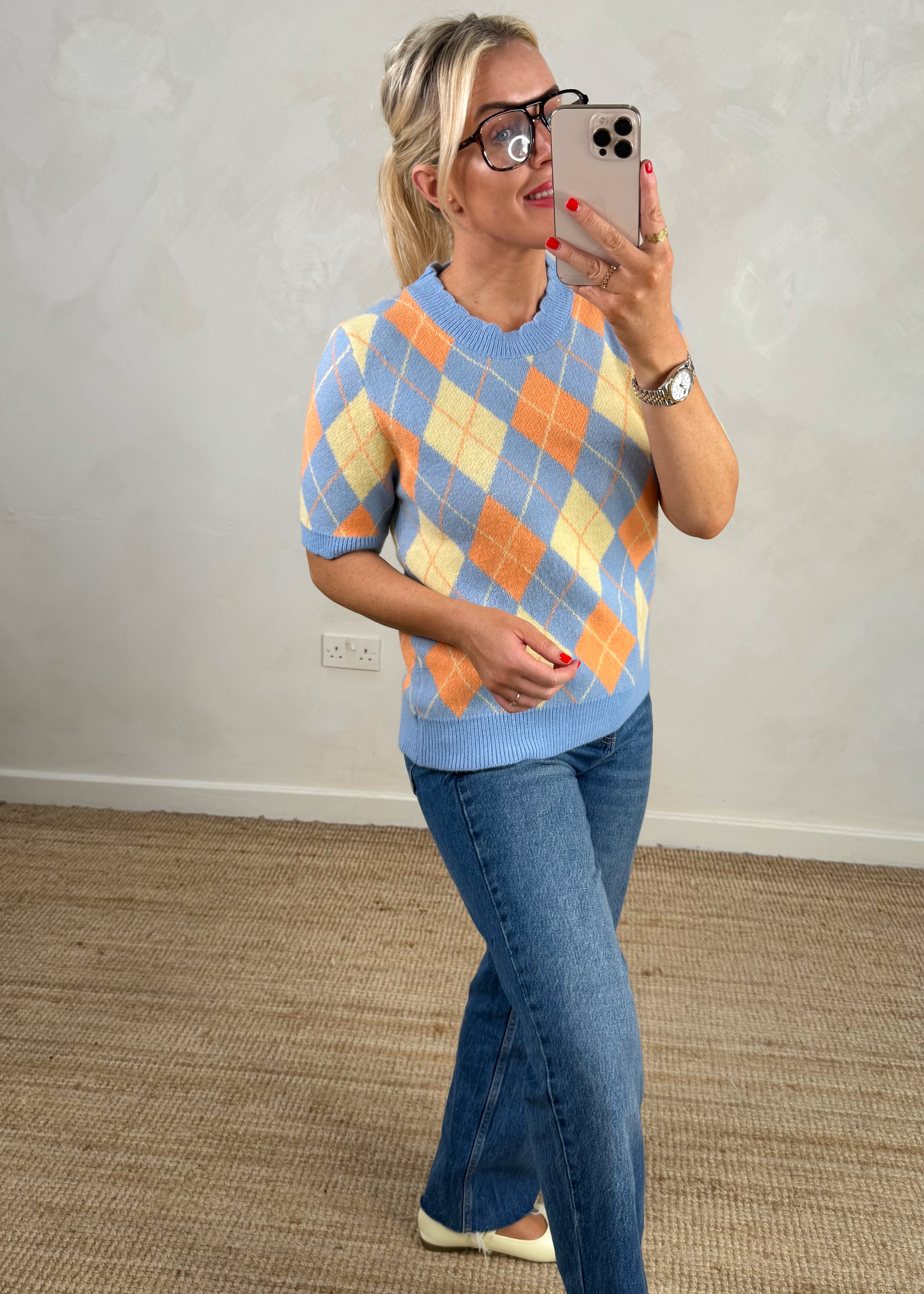 Suze argyle knit - blue – The Style Attic